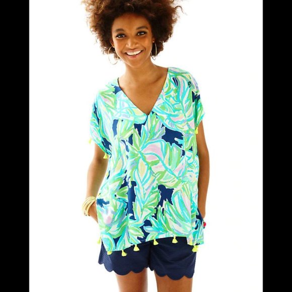 Lilly Pulitzer | Tops | Lilly Pulitzer Sydney Caftan Printed Blouse Top ...